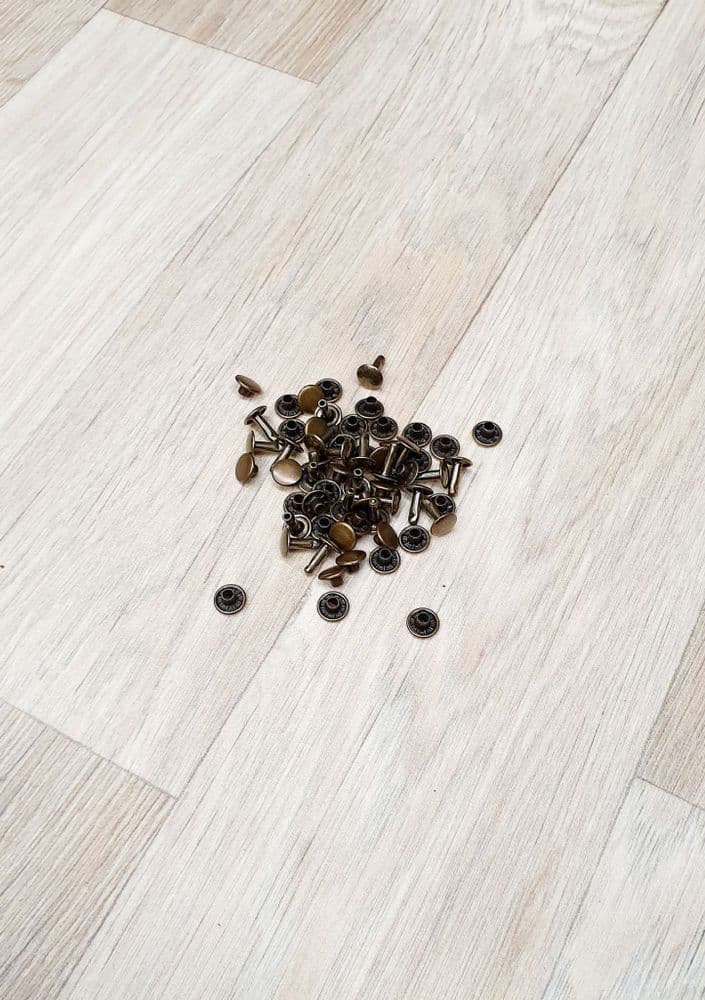 9mm Antique Brass Double Capped Rivets