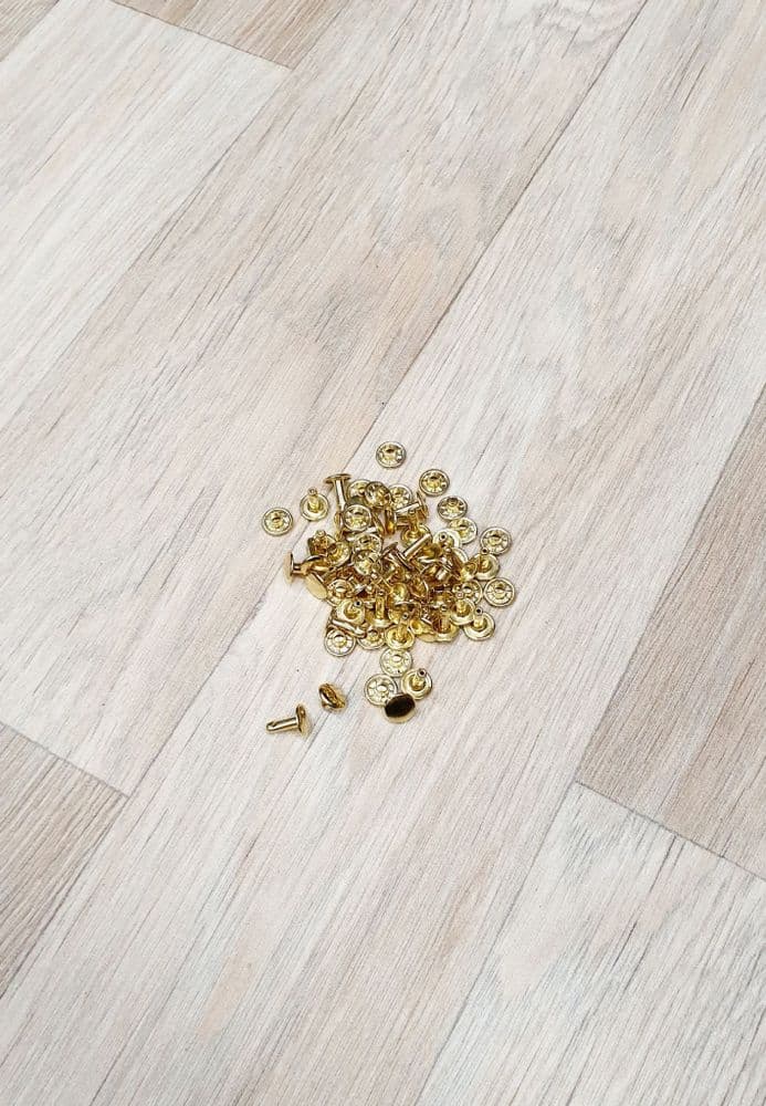 9mm Brass Plated Double Capped Rivets