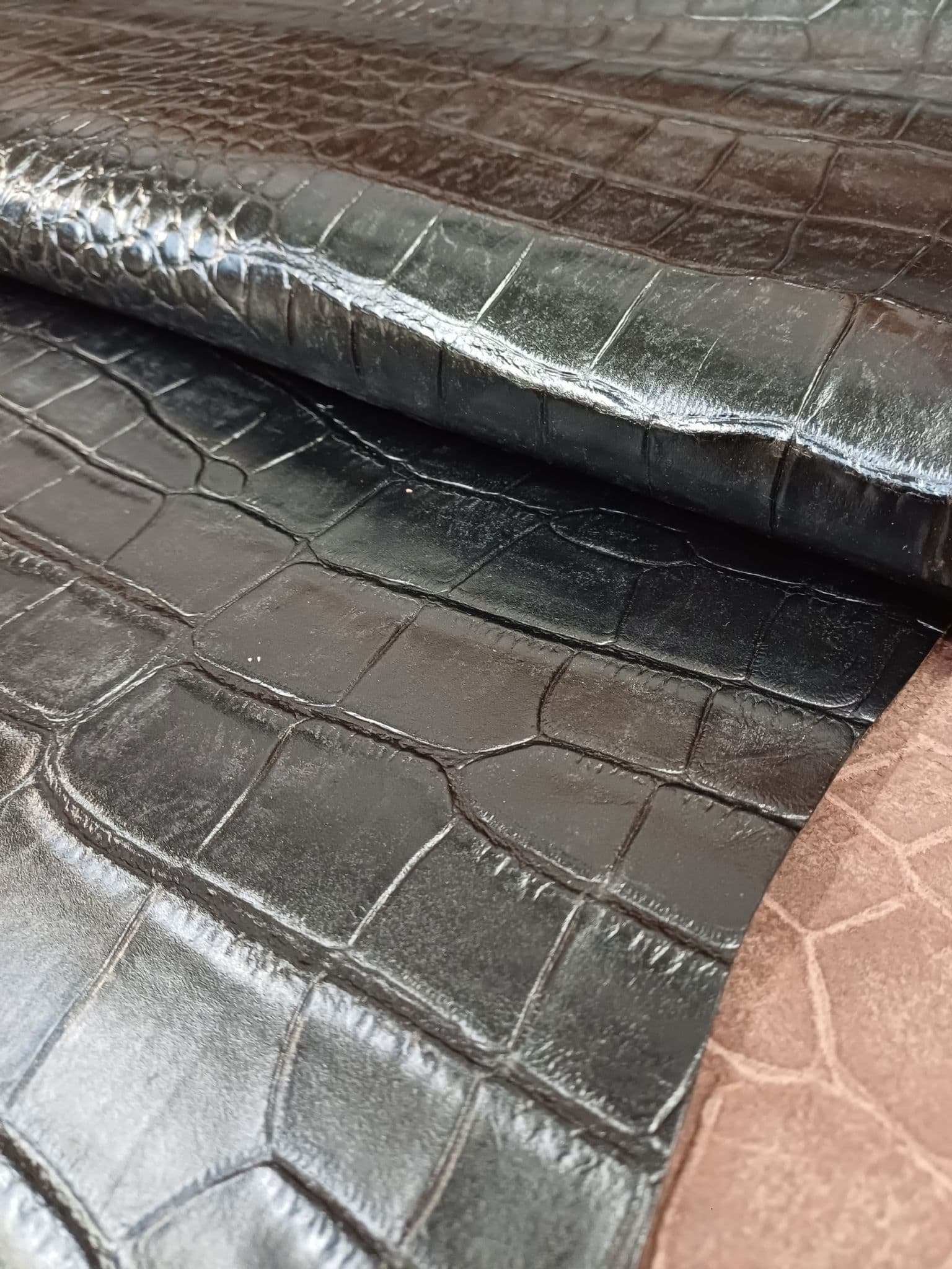 Dark Brown Mock Crocodile Hides