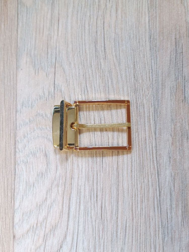 Rectangular Belt Buckle with Brown Enamel Detail