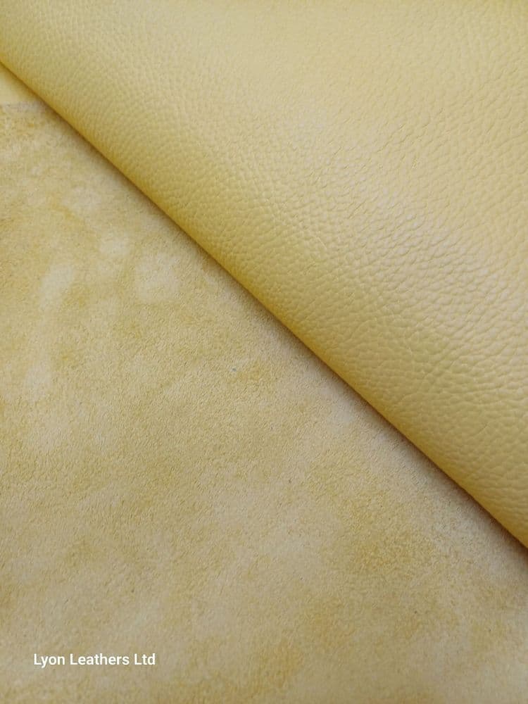Yellow PU Coated Flat Grain Leather