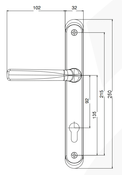 Avocet Affinity 92mm Centres Lever Handles - 250mm Backplate £17.20