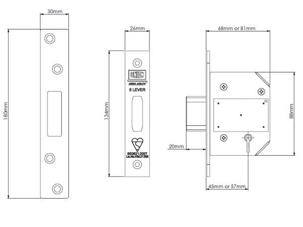 Union J2100 Strongbolt 5 Lever BS Deadlocks £18.80 - Next day delivery