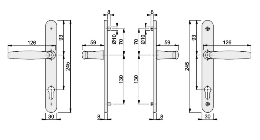 Hoppe 92mm Centres Atlanta 3 point fix handles £23.90