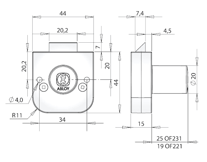 Abloy OF231 - 25mm Latchbolt locks £37.00