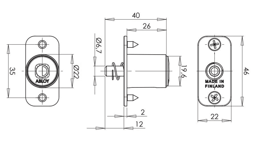 Abloy OF420 - 26mm Cylinder push locks £39.30