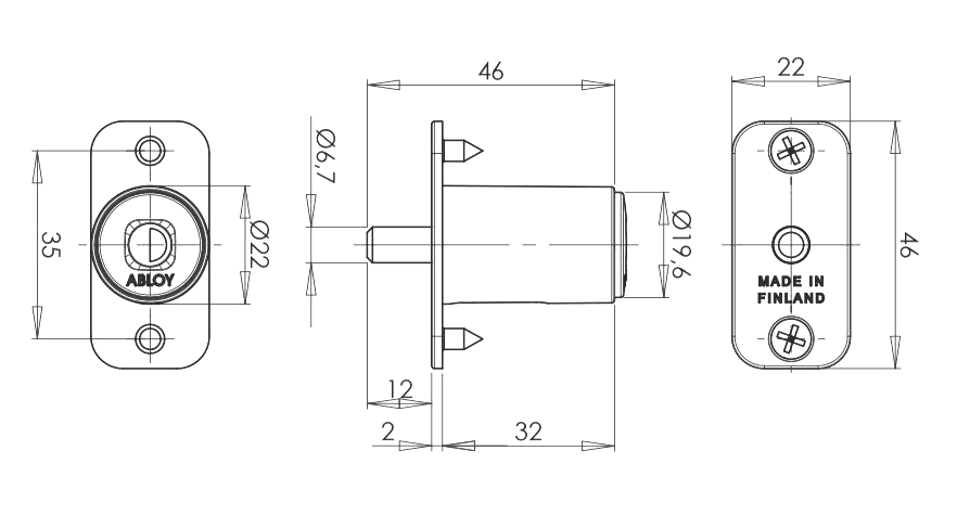 Abloy OF430 - 32mm Cylinder push locks £48.50
