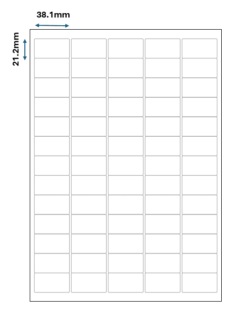 65 labels per sheet - 5 across / 13 down A4 Labels