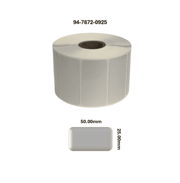 94-7872-0925 50 00mm x 25 00mm Satin Silver Polyester Labels