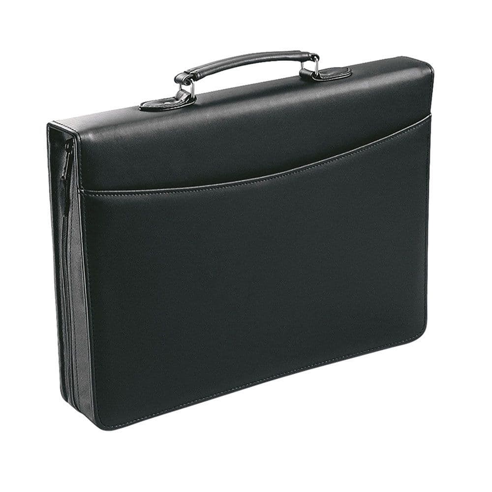 A4 PU Faux Leather Zipped Briefcase Personal Organiser - Carrier Handle ...