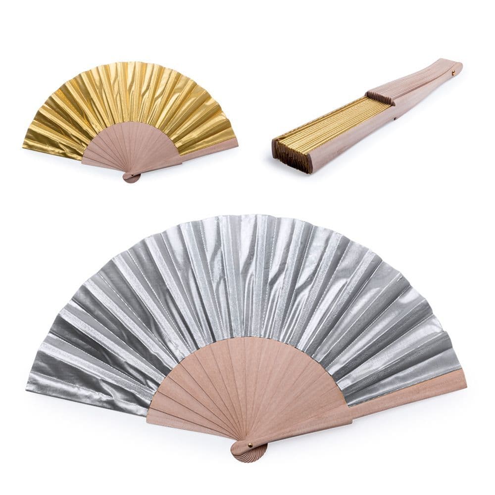 Metallic Look Wooden Hand-held Fans