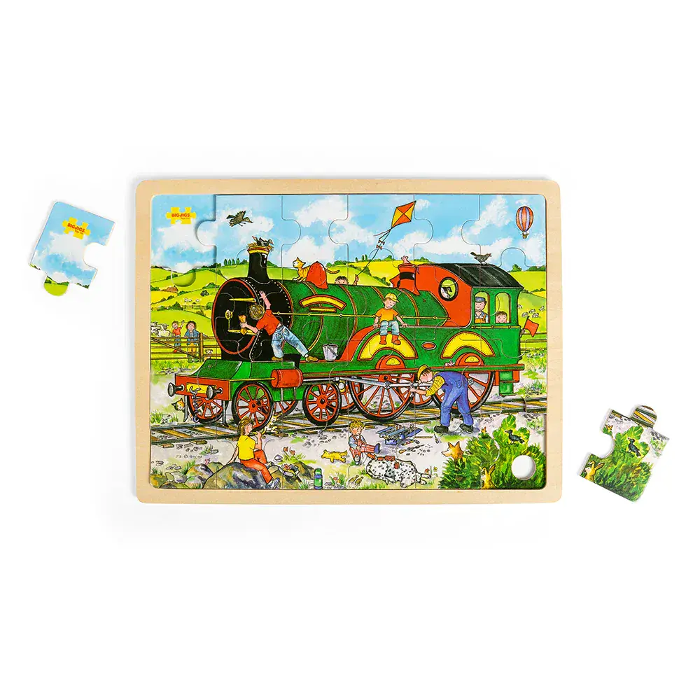 24 Piece Train Tray Puzzle Bigjigs Wooden Toys
