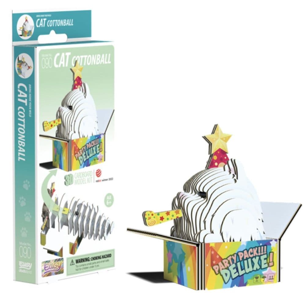 Cat Cottonball Eugy 3D Cardboard Model Kit