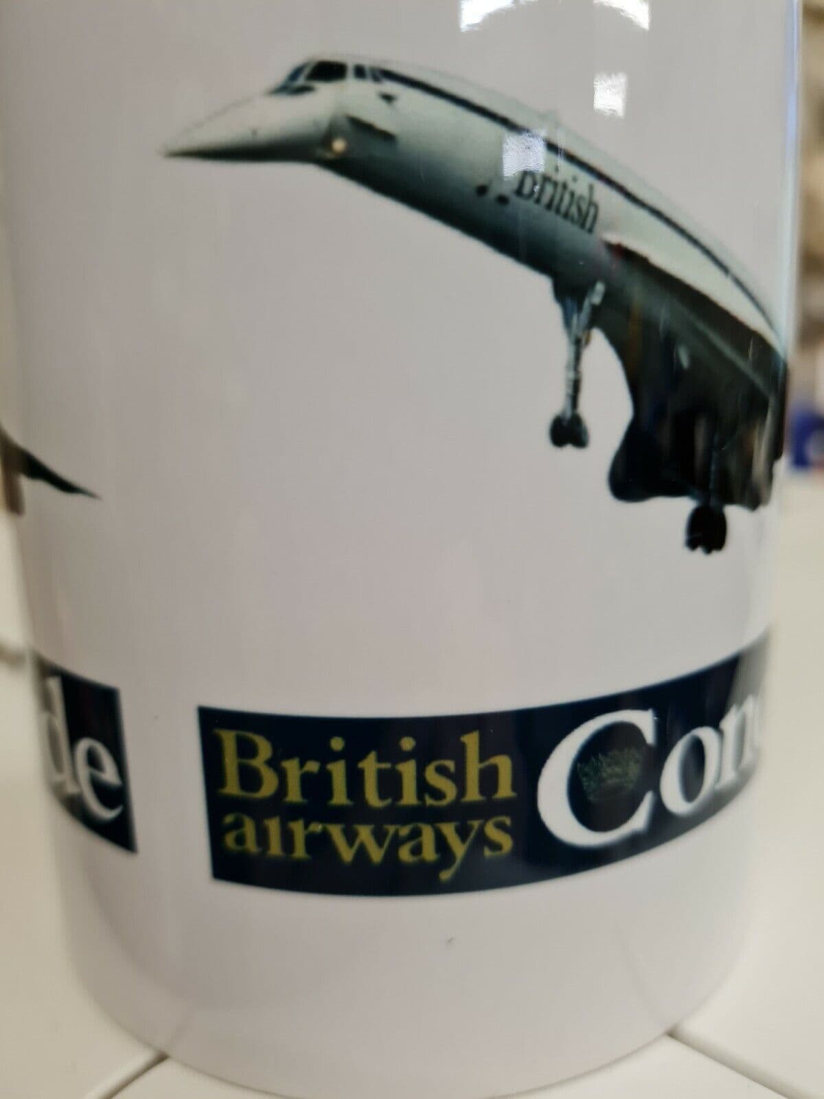 British Airways Concorde Aircraft cup mug 1980s branding