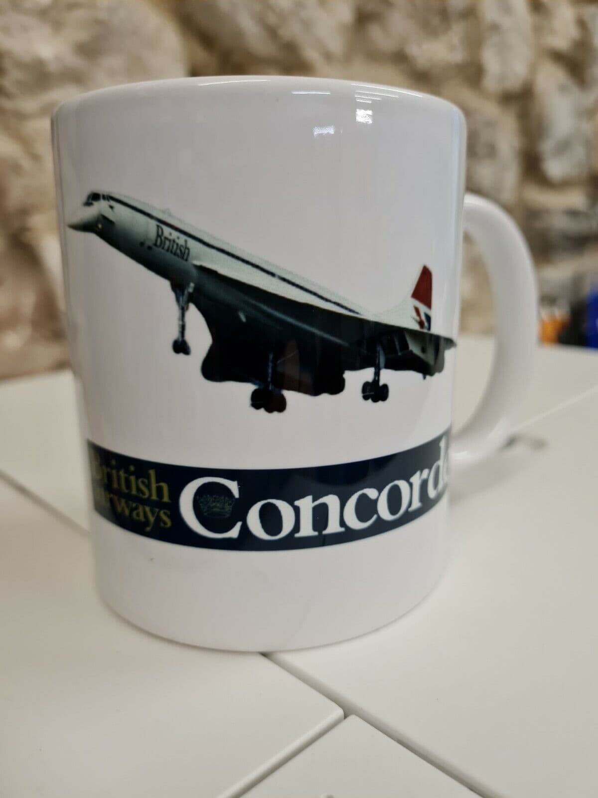 British Airways Concorde Aircraft cup mug 1980s branding