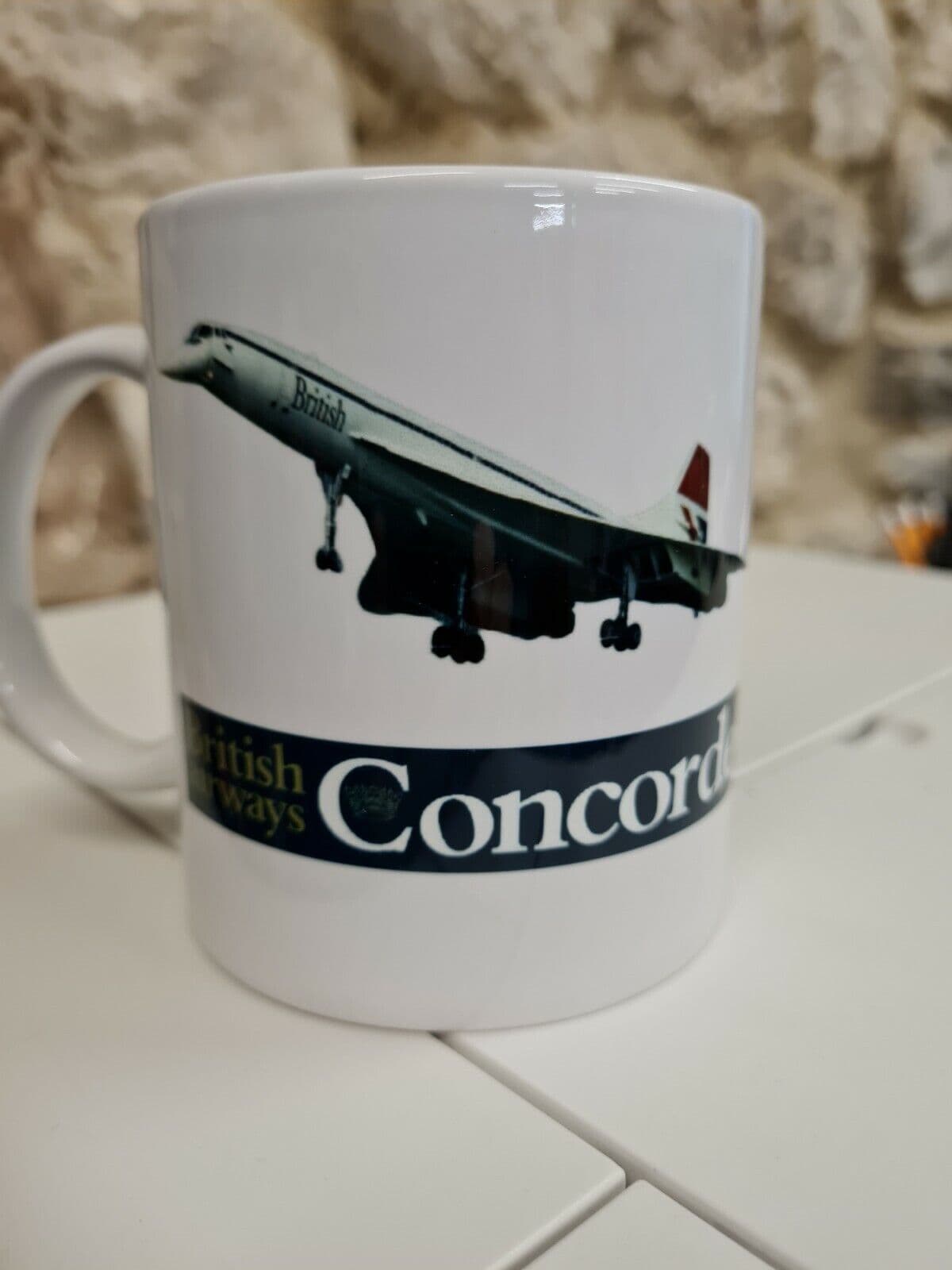 British Airways Concorde Aircraft cup mug 1980s branding