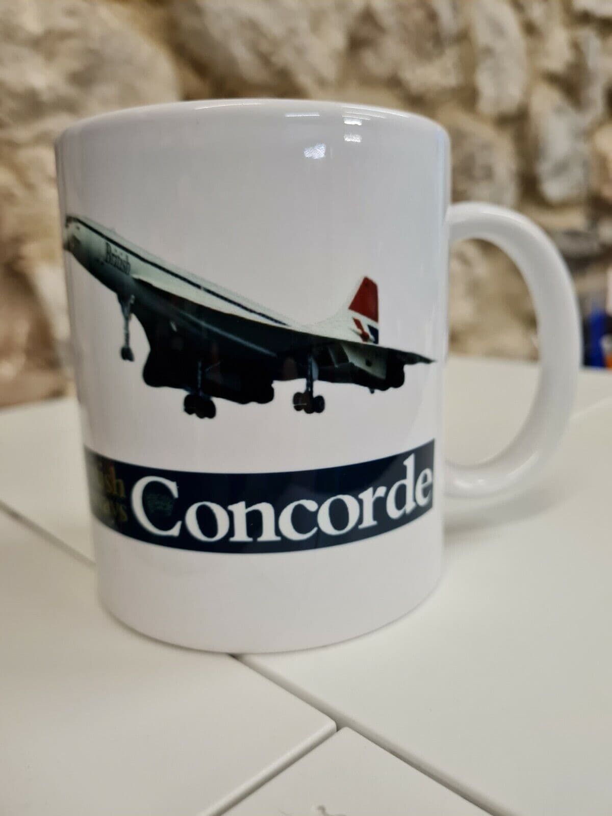 British Airways Concorde Aircraft cup mug 1980s branding