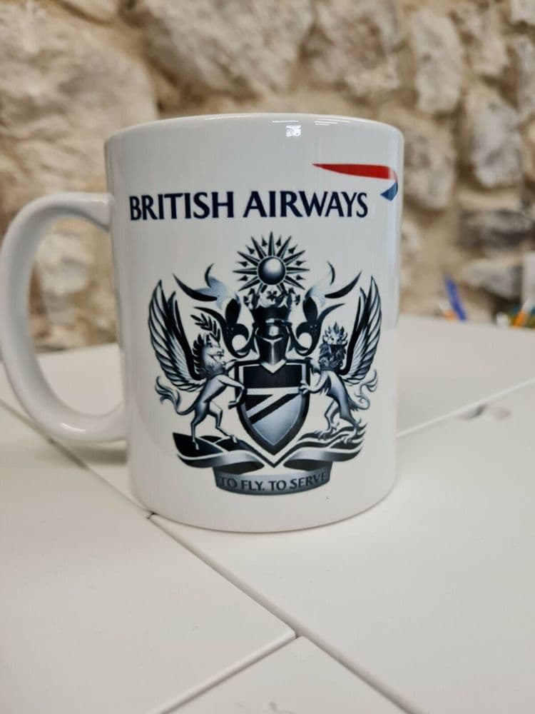 British Airways to serve to fly emblem cup mug logo crest BA