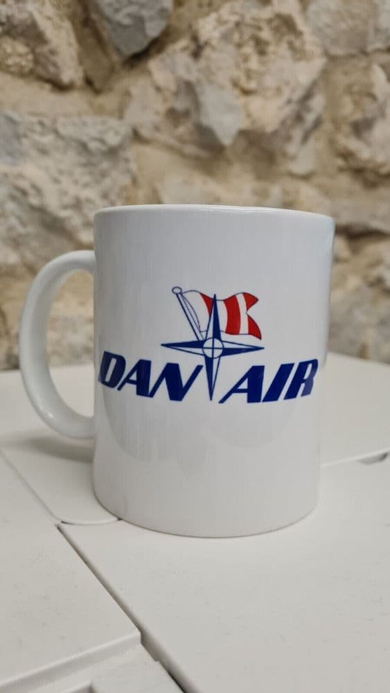 Dan Air Airways Aircraft cup mug 1980s branding