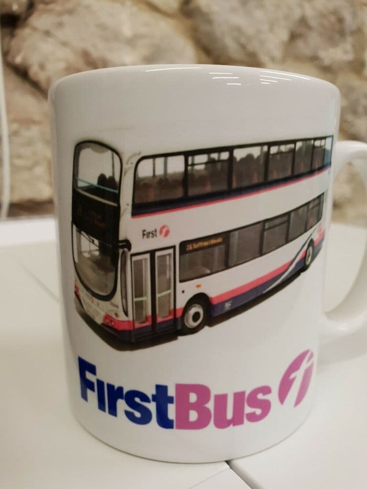 First Bus Transport Cup Mug featuring Wright Eclipse buses in First Livery