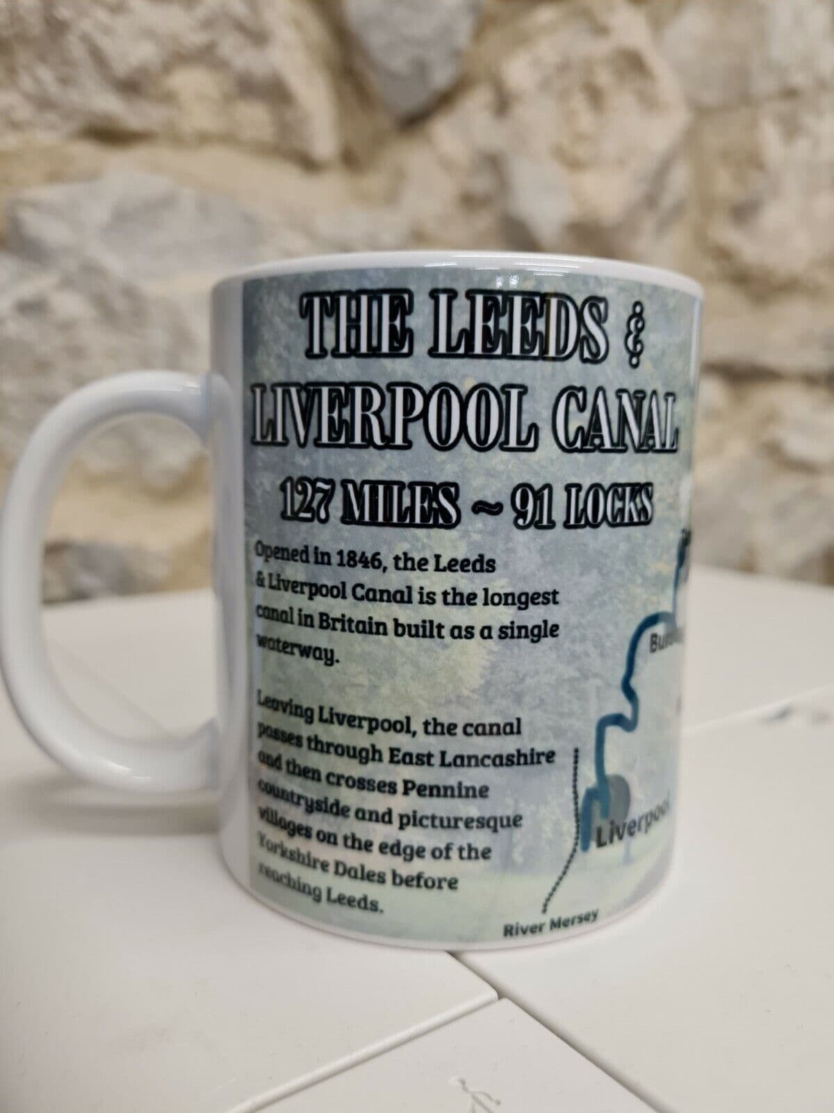 Leeds and Liverpool Canal Route map mug cup perfect gift souvenir