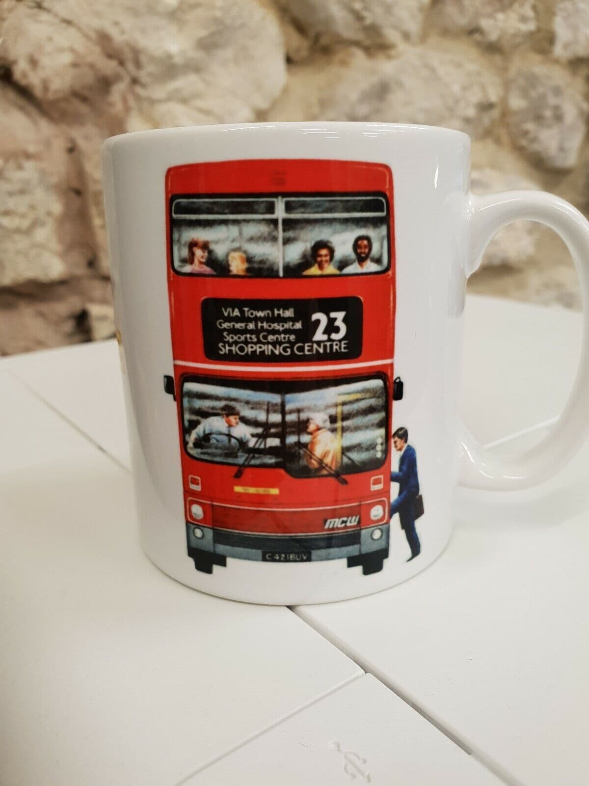London Buses Bus Cup Mug 1980s logo MCW Metrobus Graphic
