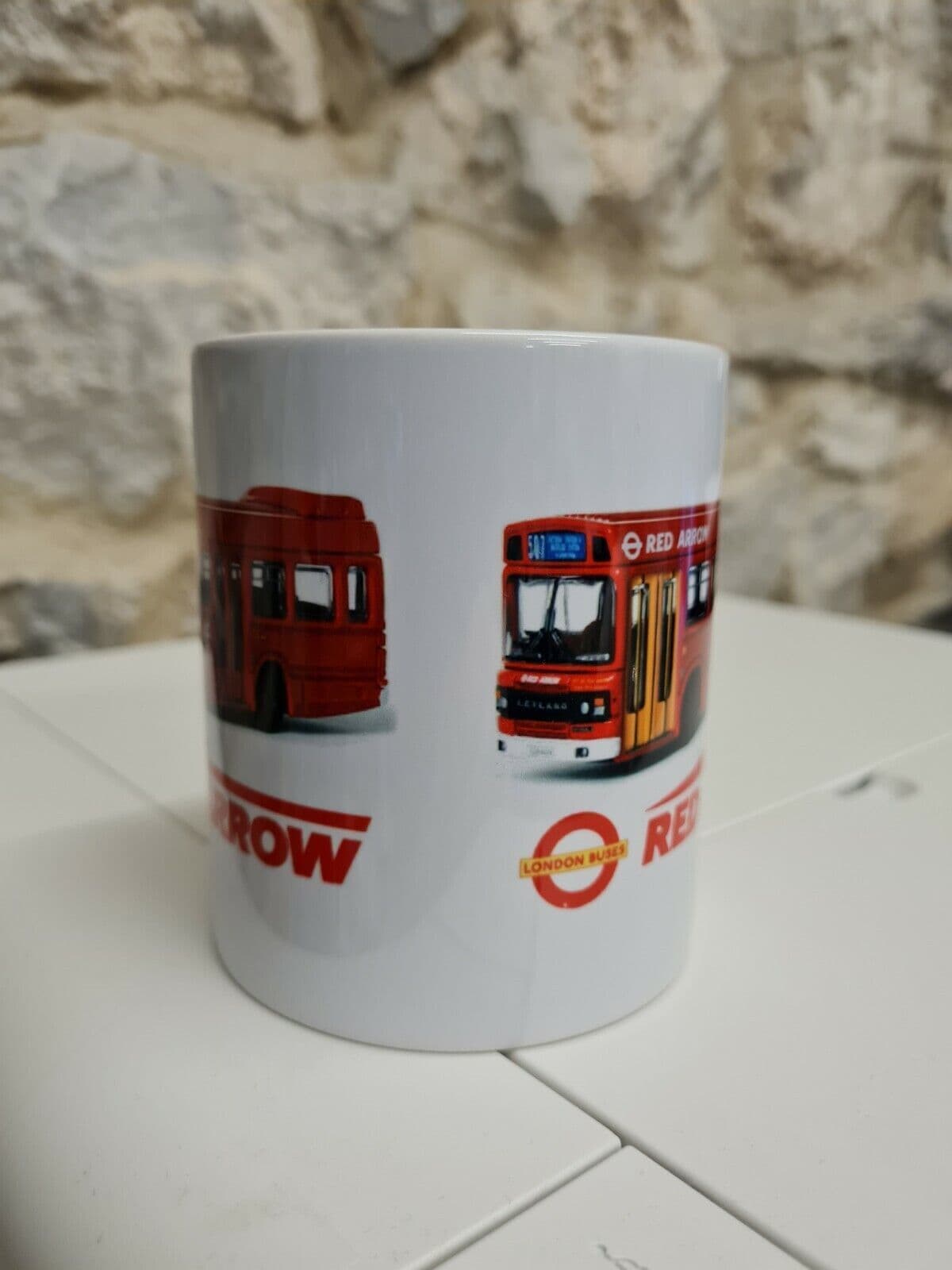 London Buses Red Arrow Bus Cup Mug 1980s Leyland National Graphic