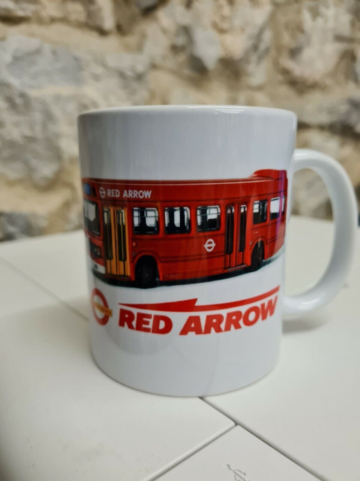 London Buses Red Arrow Bus Cup Mug 1980s Leyland National Graphic
