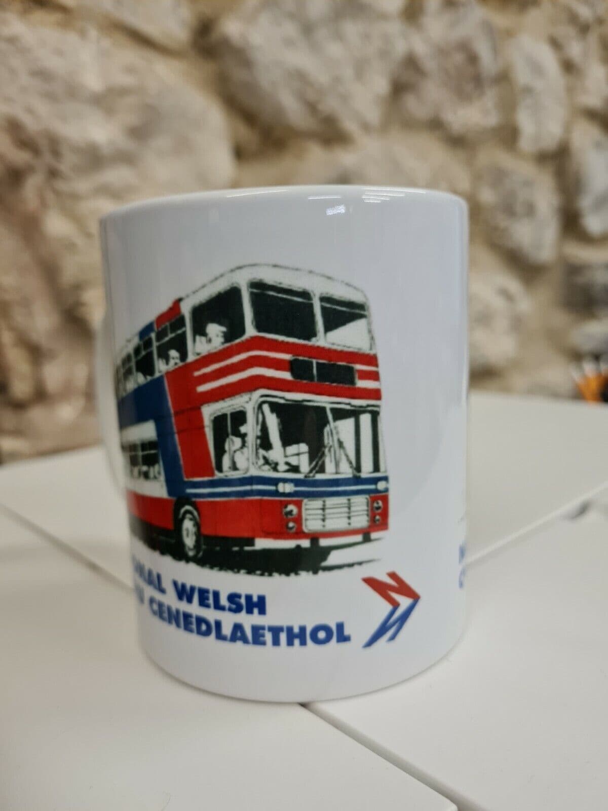 National Bus Company Welsh NBC Cup Mug 1980s timetable graphic driver buses
