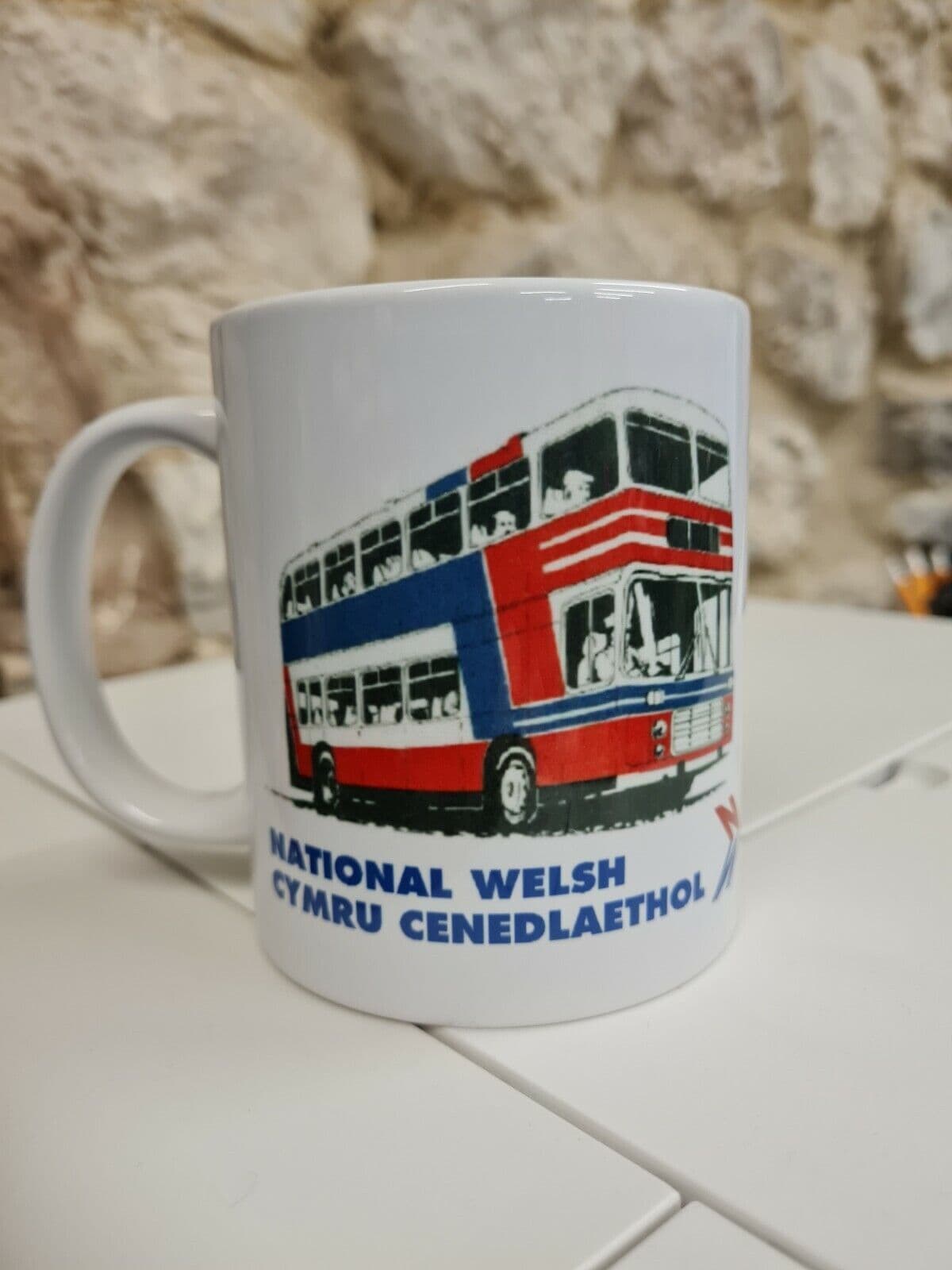 National Bus Company Welsh NBC Cup Mug 1980s timetable graphic driver buses