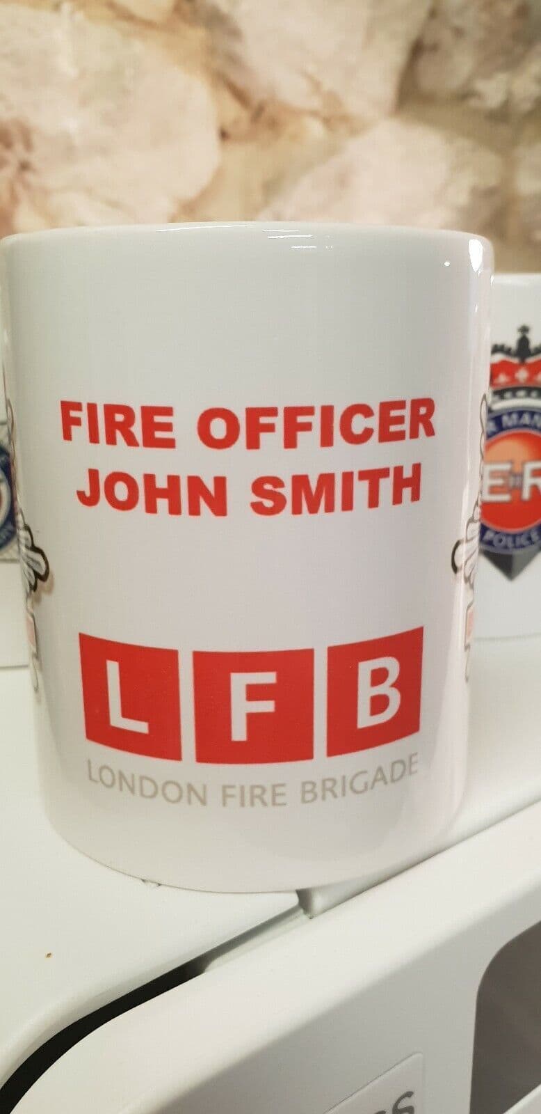 Personalised Fire Fighter Officer with Brigade Motif Cup Mug gift all ...