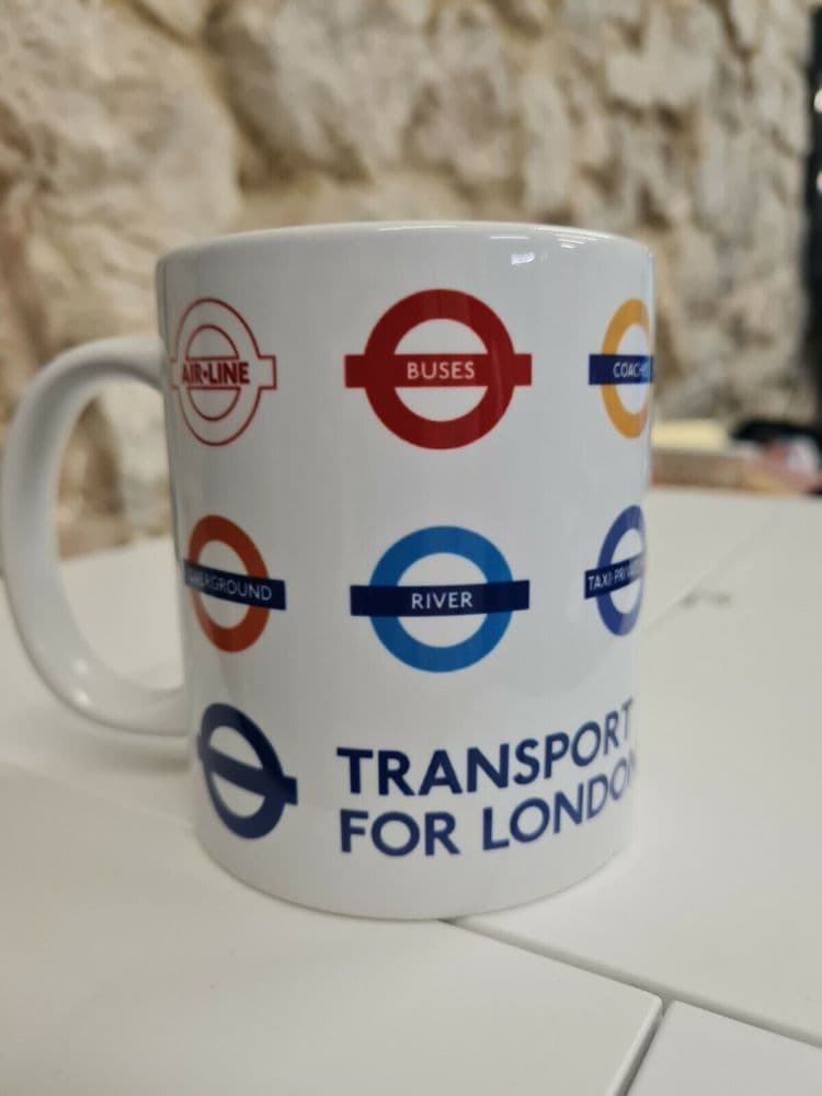 TfL Roundels logos mug cup Transport for London bus underground rail etc