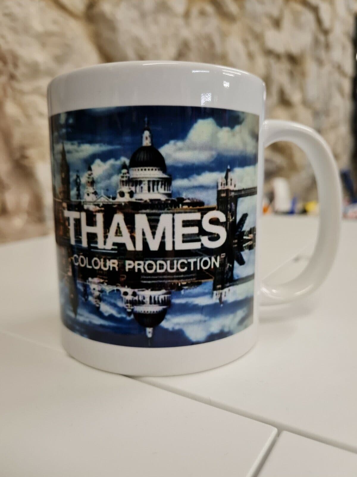 Thames Television 1980s TV Cup Mug ITV Tower Bridge Ident London