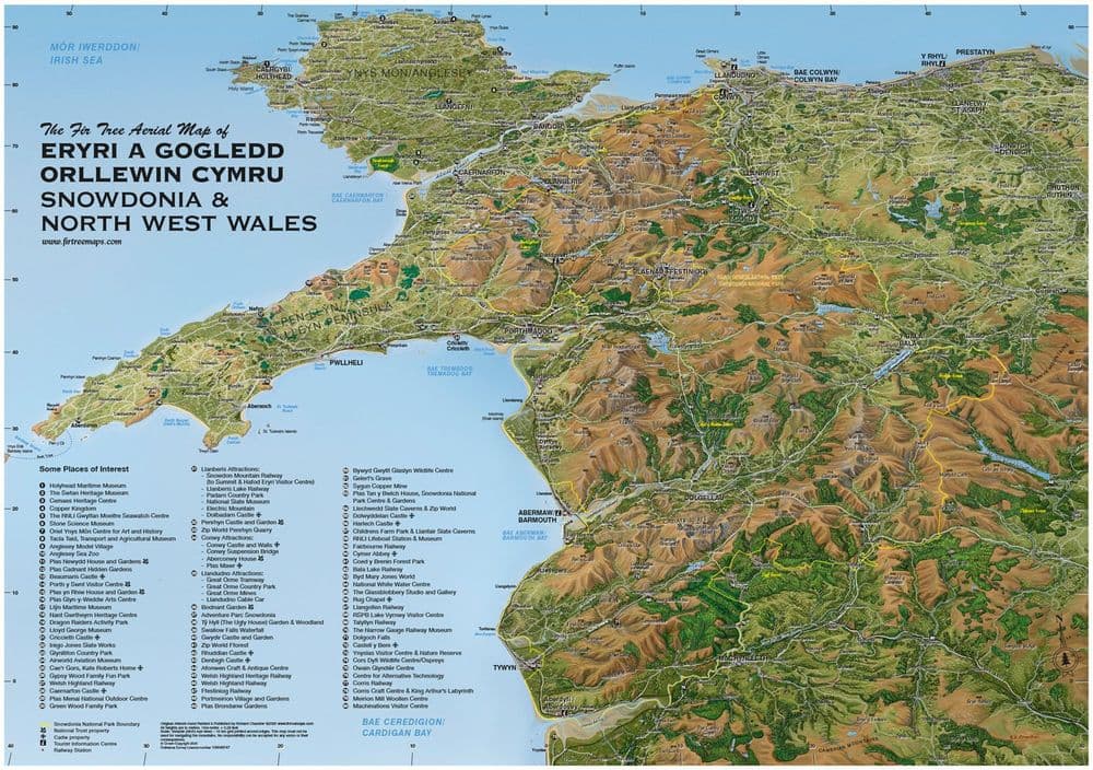 Fir Tree Map - Snowdonia and North West Wales - Flat laminated