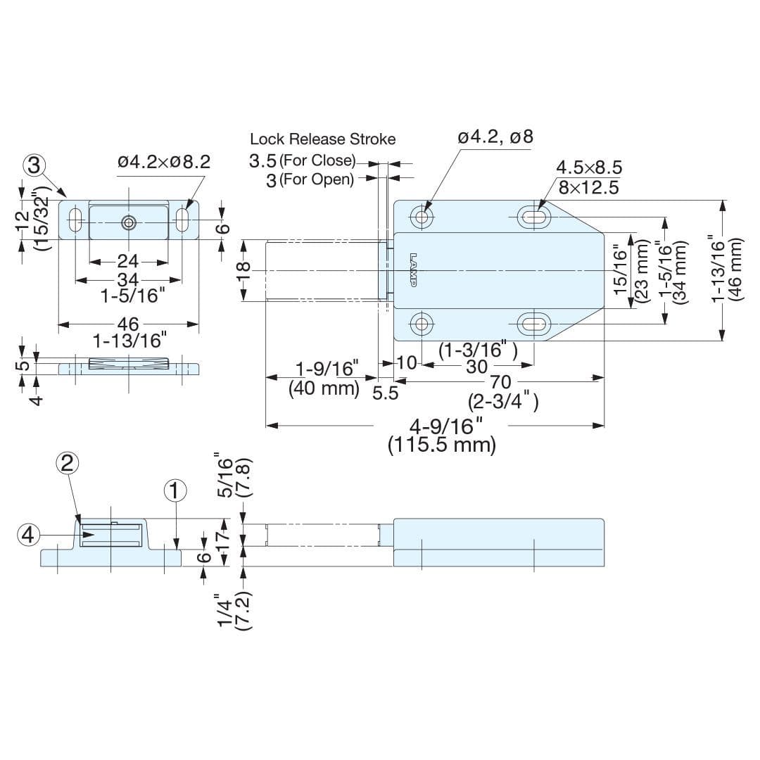 Magnetic Touch Latch 40mm Throw ML-120