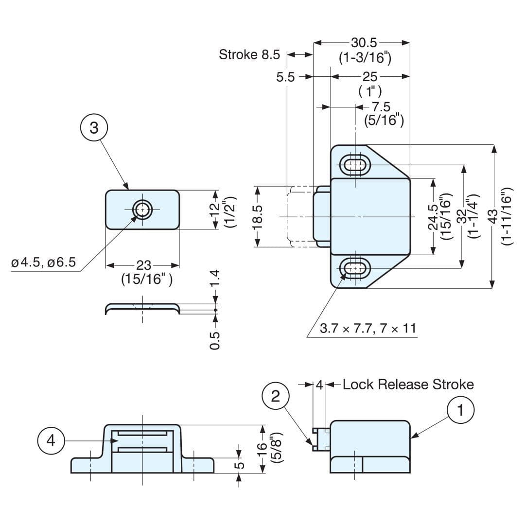 Magnetic Touch Latch 8 5mm Throw ML-30S