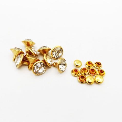 10mm Gold Crystal Rivets x 10