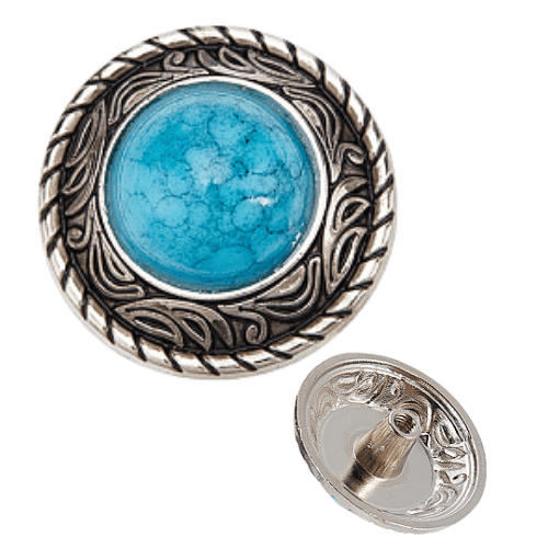 25mm Concho -Silver & Aqua Marine