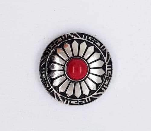 30mm Silver & Red Concho