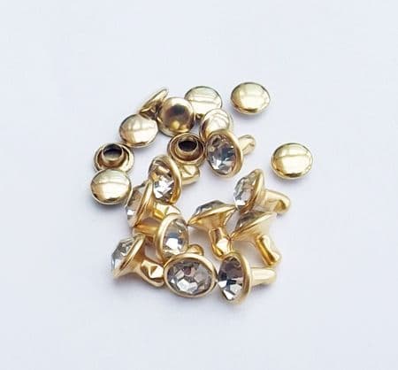 Gold Crystal Rivets x 10
