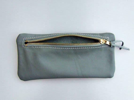 Real leather pencil case - Grey