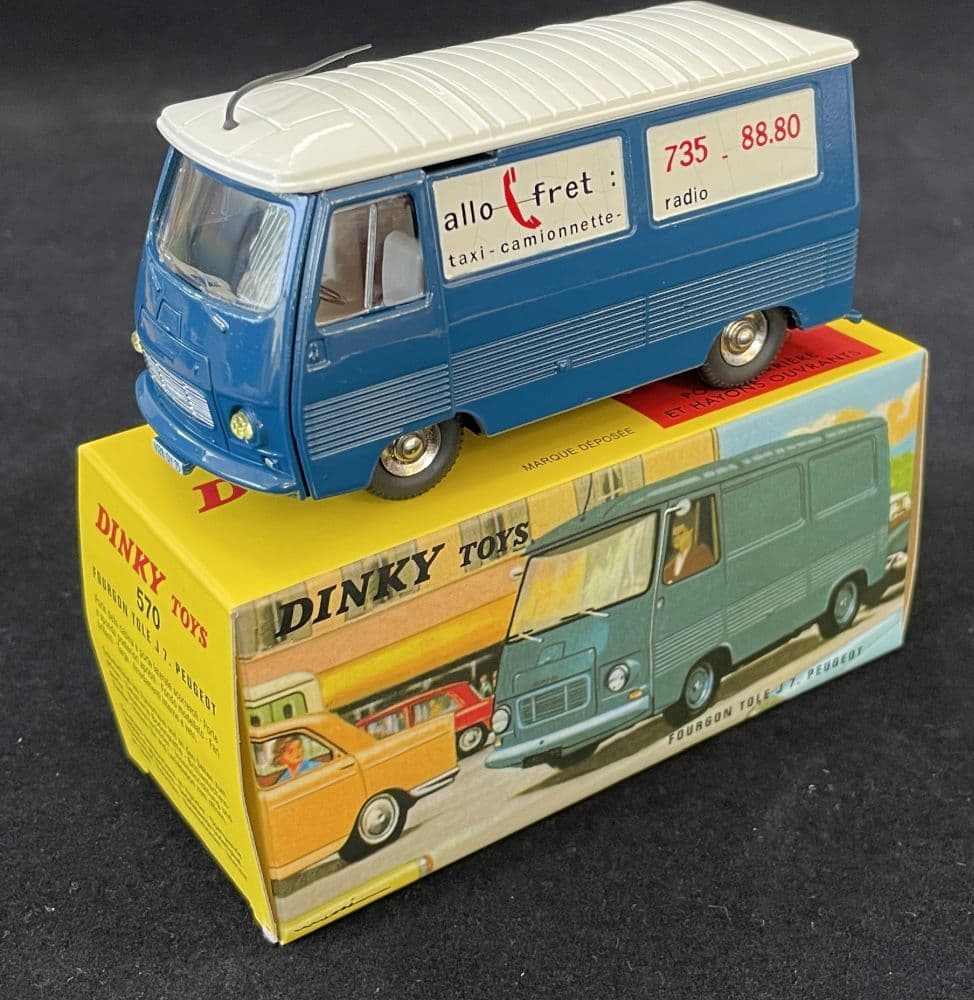 Atlas French Dinky 570 Peugeot J7 Taxi Radio Blue & White