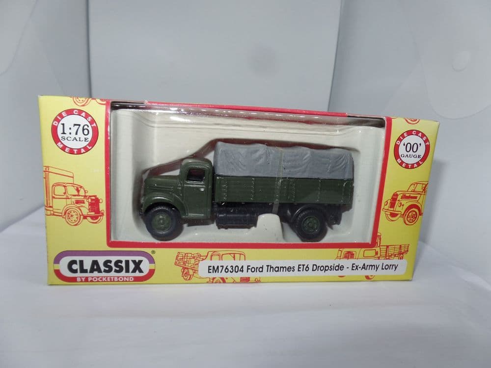 Classix EM76304 1/76 OO Ford Thames ET6 Dropside Truck c/w Tilt Army Green
