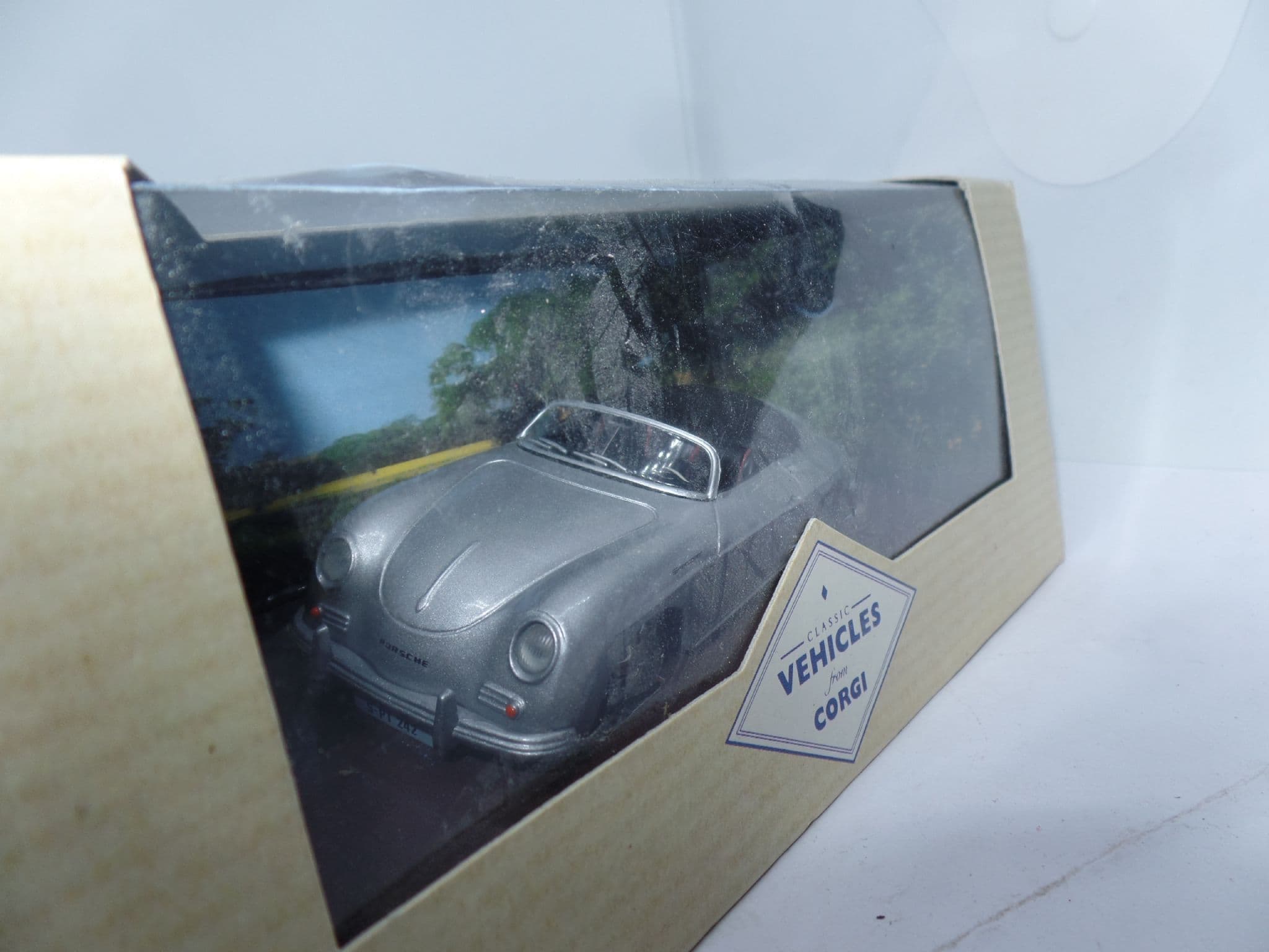 CORGI 98123 1/43 Scale Porsche 356 soft top Convertible Silver 1993 MIMB