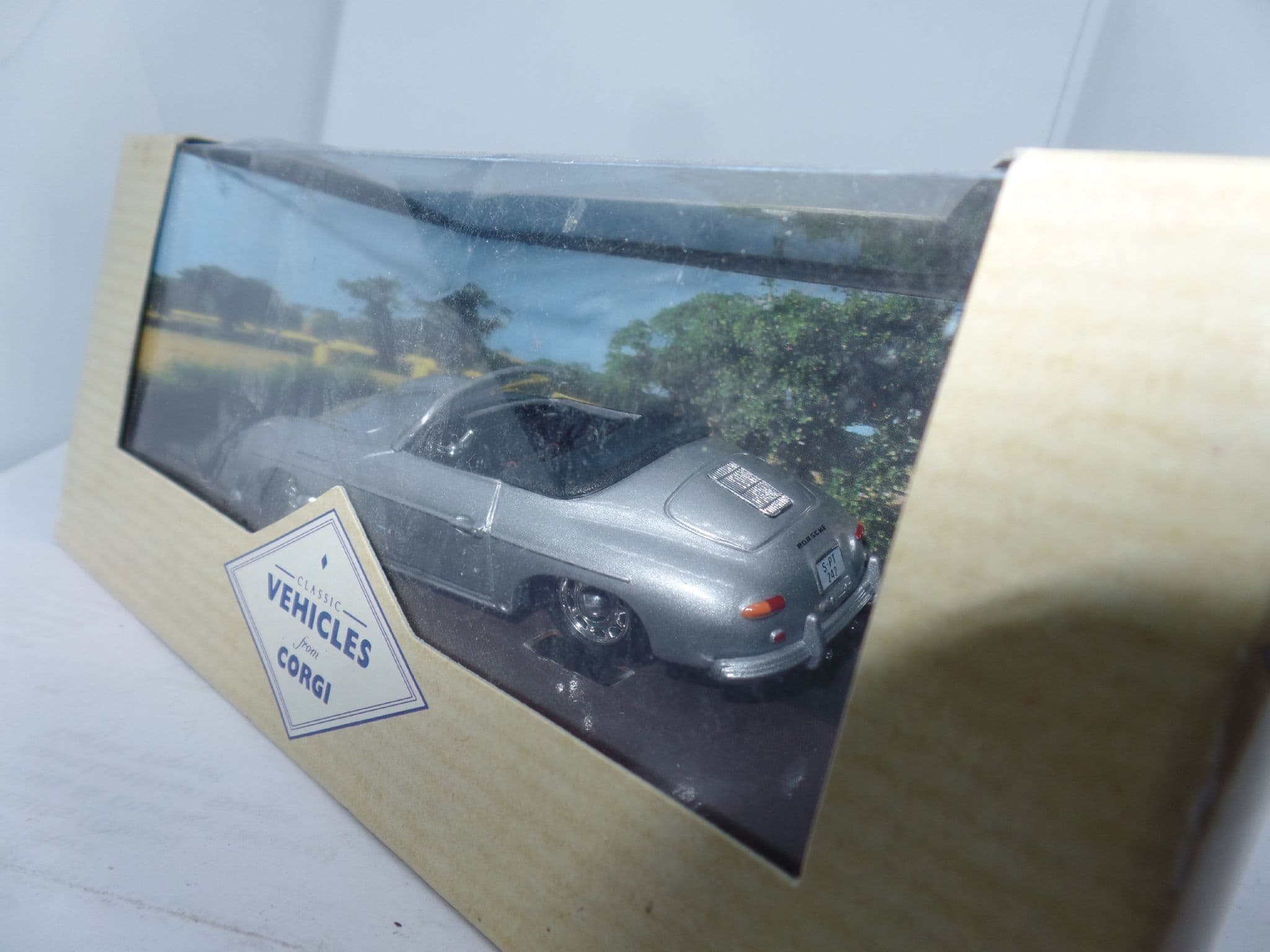 CORGI 98123 1/43 Scale Porsche 356 soft top Convertible Silver 1993 MIMB