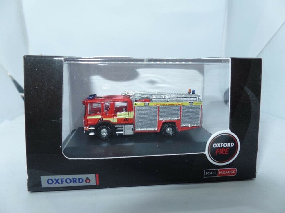 Oxford NSFE007 N Gauge 1/148 Scania CP31 Pump Ladder Fire Engine Surrey F&R