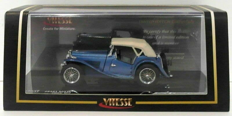 VITESSE 29161 1/43 Scale MGTC MG TC Clipper Blue Hood Up