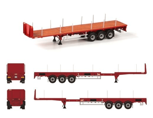 WSI Premium Line Red Extending Flatbed Dennison Trailer