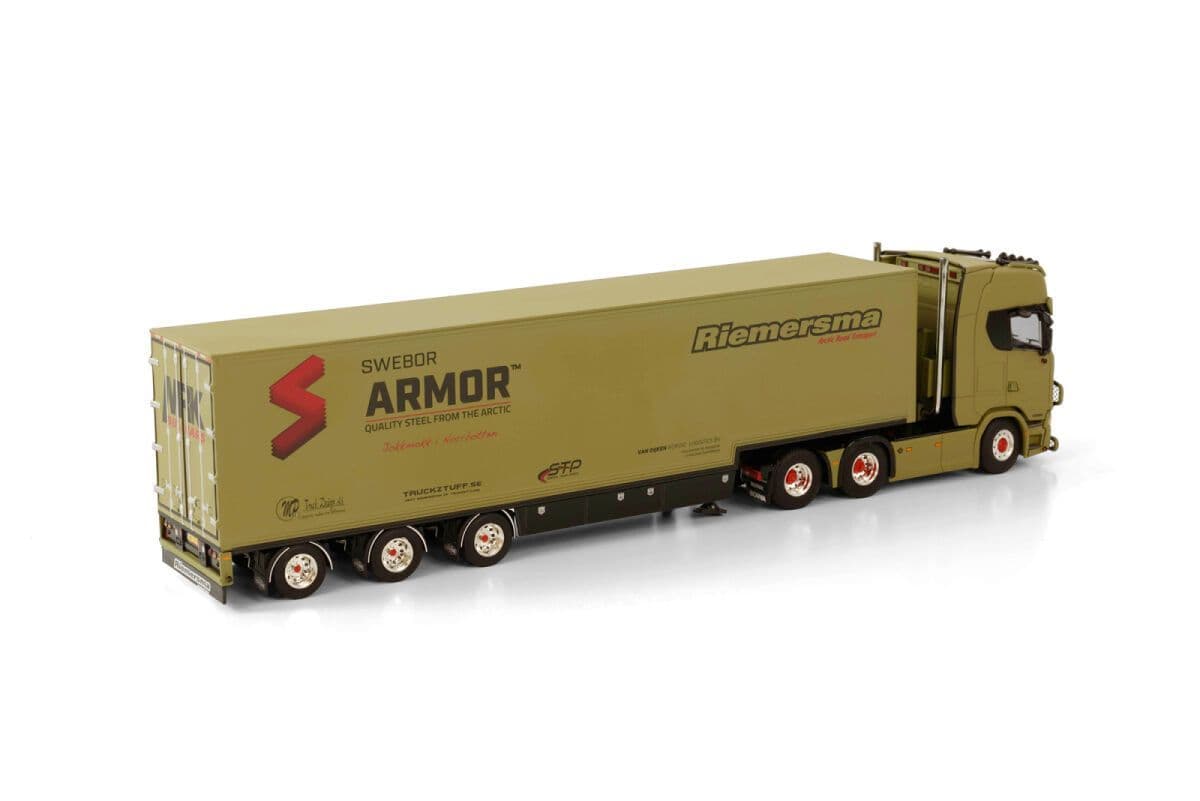 WSI Riemersma Scania S Highline CS20H 6x2 Tag Axle with Semi-Box trailer