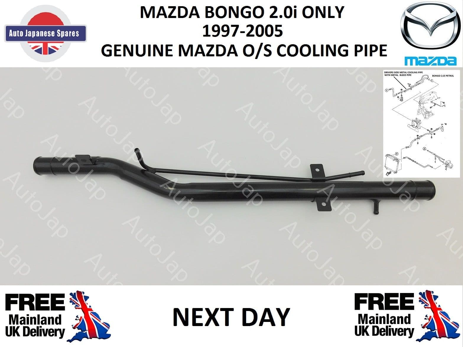 GENUINE MAZDA BONGO 2 0i 1997-2005 O/S METAL COOLING PIPE WITH BLEED PIPE